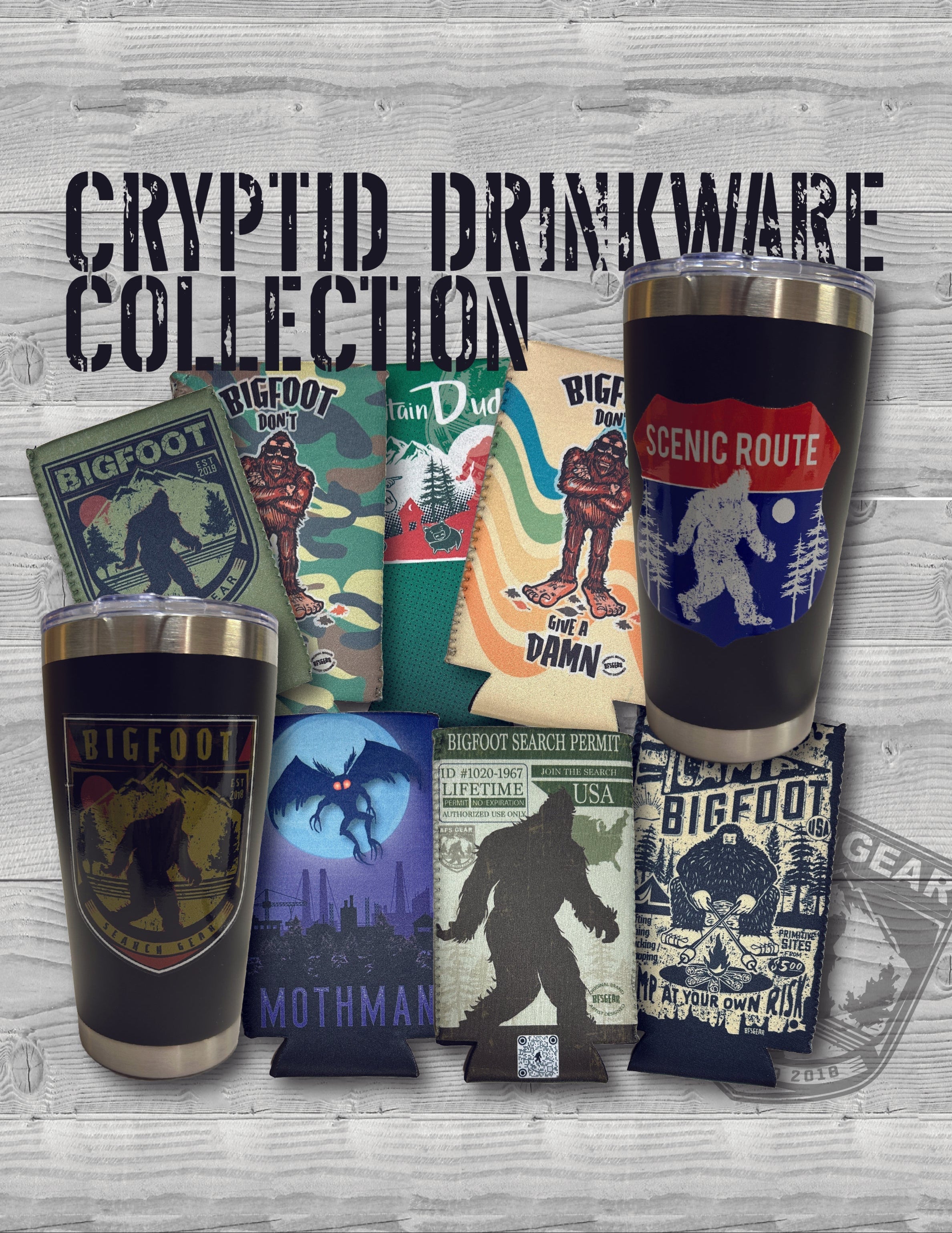 CRYPTID DRINKWARE COLLECTION – BIGFOOT SEARCH GEAR