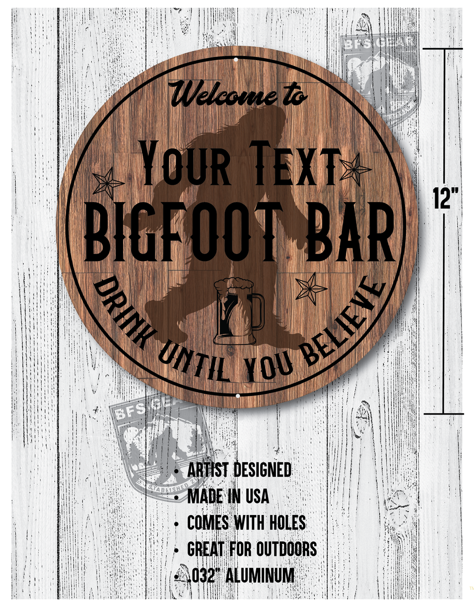 PERSONALIZED BIGFOOT METAL SIGNS – BIGFOOT SEARCH GEAR